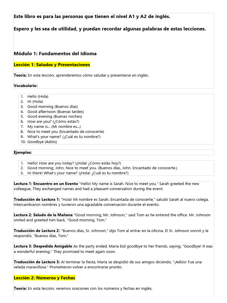 Lectura en inglés para niveles A1 y A2 | PDF | Dieta