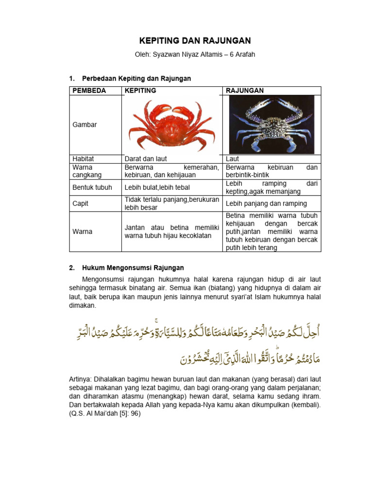 Kepiting Dan Rajungan | PDF