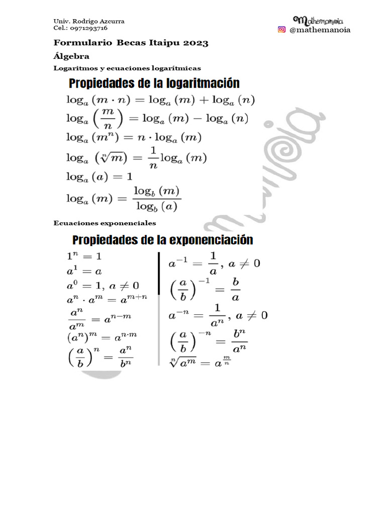 Formulario | PDF | Matriz (Matemáticas) | Determinante