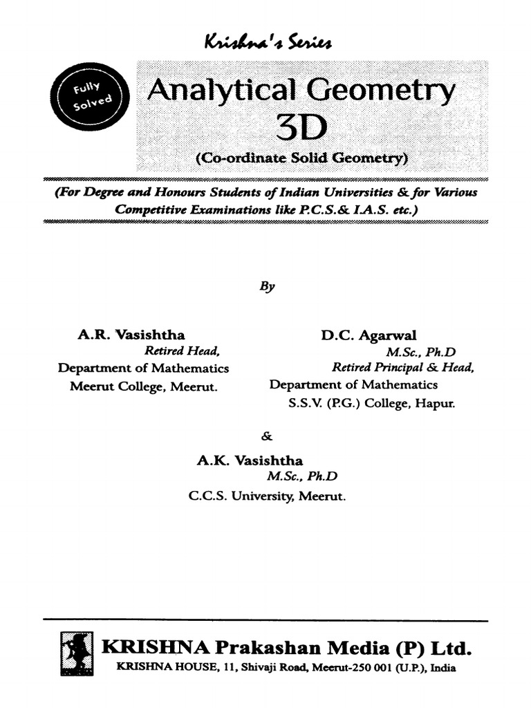 Analytical Solid Geometry - 3d | PDF | Cartesian Coordinate System ...