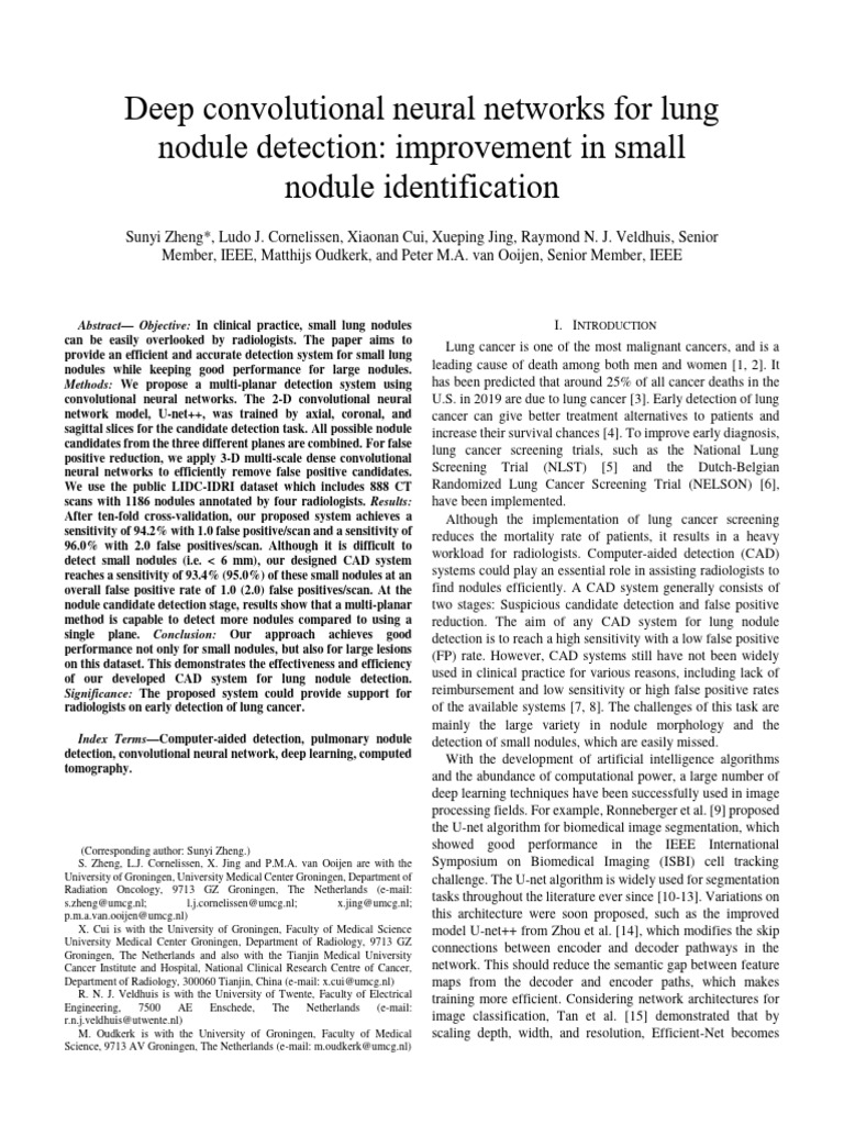 Deep Convolutional Neural Networks For Lung Nodule Detection: Improvement in Small Nodule ...