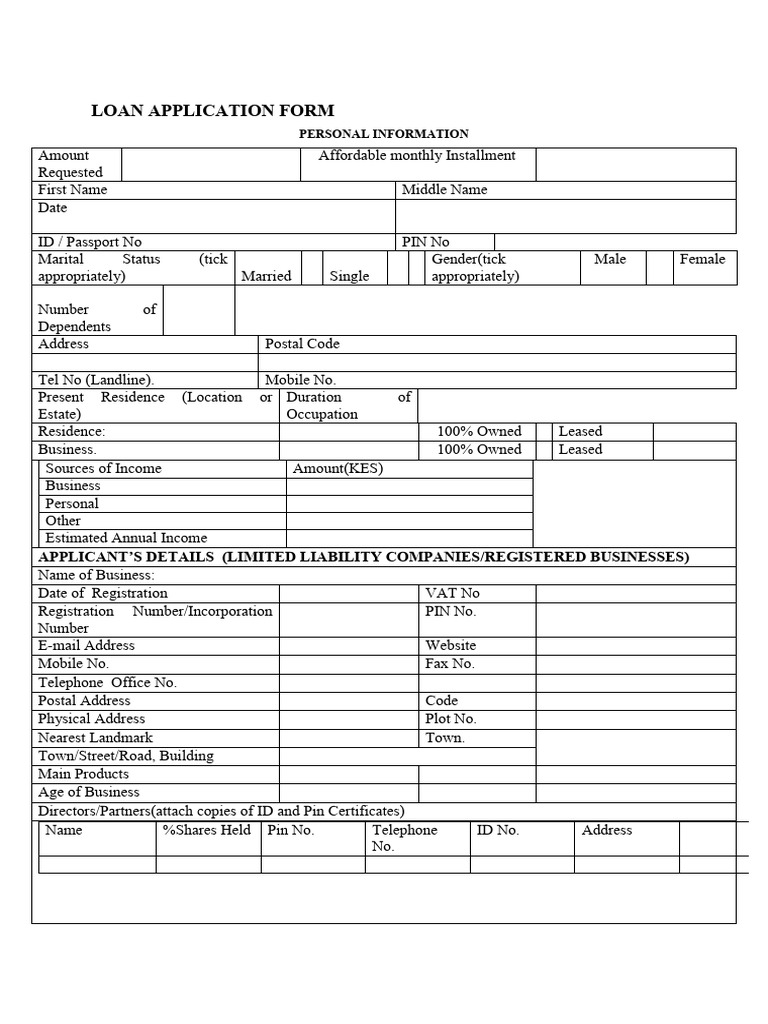 Kie Loan Applilcation Form | PDF