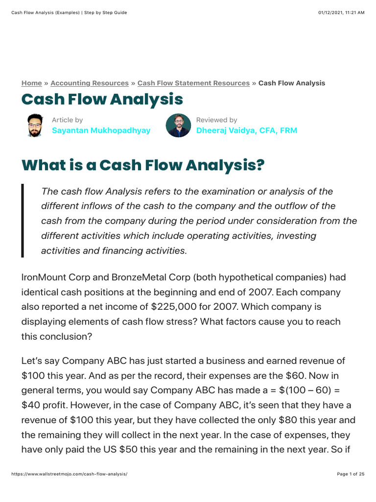 Cash Flow Analysis (Examples) - Step by Step Guide | PDF