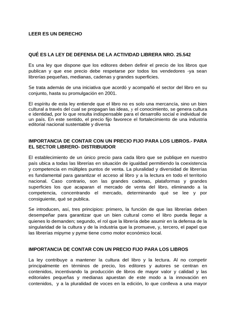 Ley de Precio Fijo para Libros | PDF | Pequeñas y medianas empresas ...