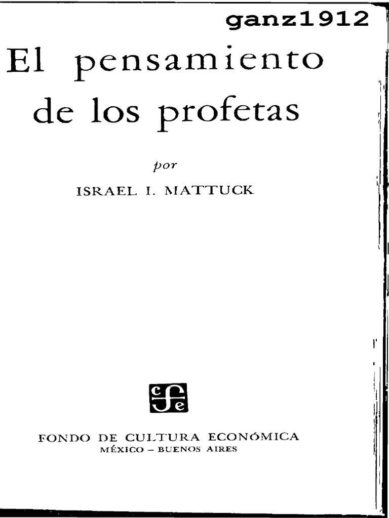 MATTUCK, ISRAEL I. - El Pensamiento de Los Profetas (OCR) (Por Ganz1912 ...