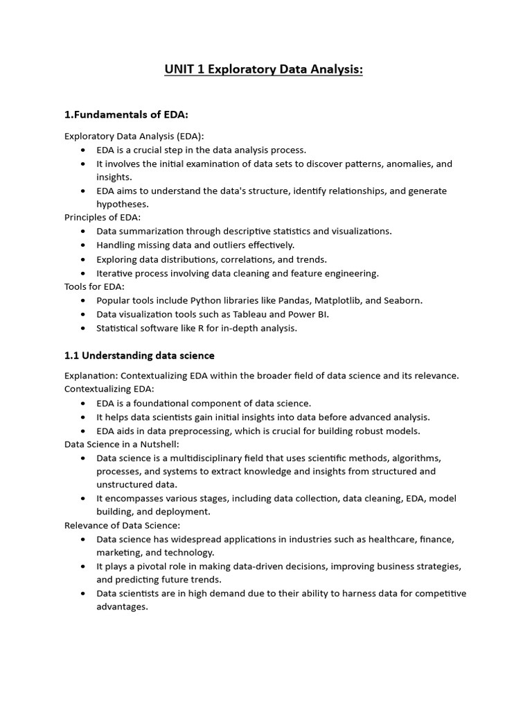 Unit 1 Exploratory Data Analysis Pdf Data Analysis Bayesian Inference