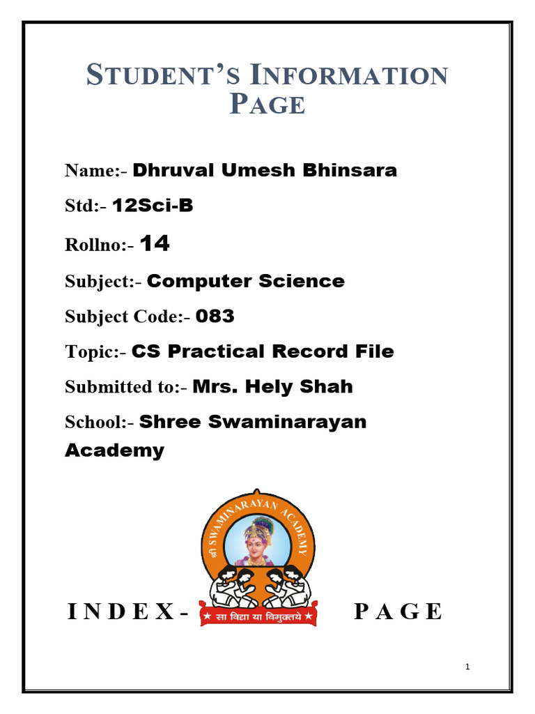 Cs Journal Dhruval | PDF | Computer File | Information Technology