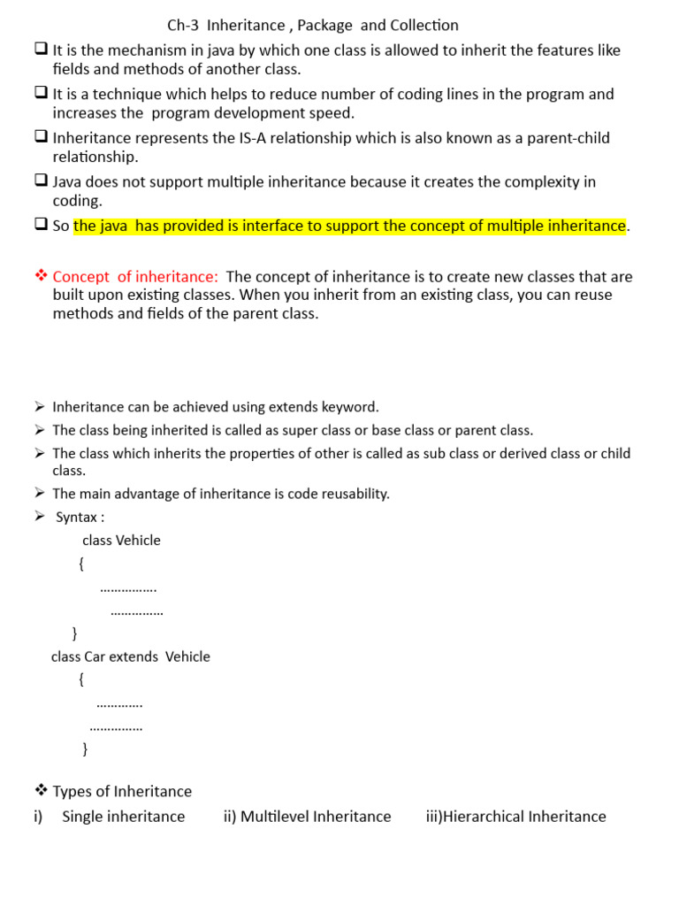 CH 3 Inheritance, Package and Collection | PDF