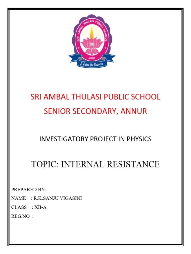 Internal Resistance Project Class 12 | PDF | Voltage | Materials