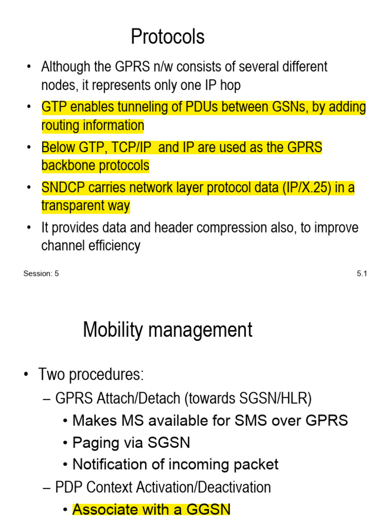 Protocols: Session: 5 5.1 | Download Free PDF | General Packet Radio Service | Service Industries