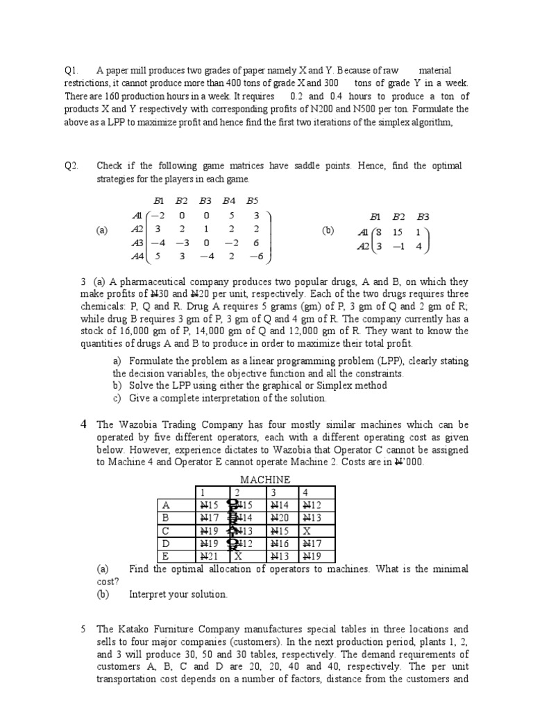 QT Assignment | PDF | Linear Programming | Mathematical And ... QT Assignment | PDF | Linear Programming | Mathematical And ...
