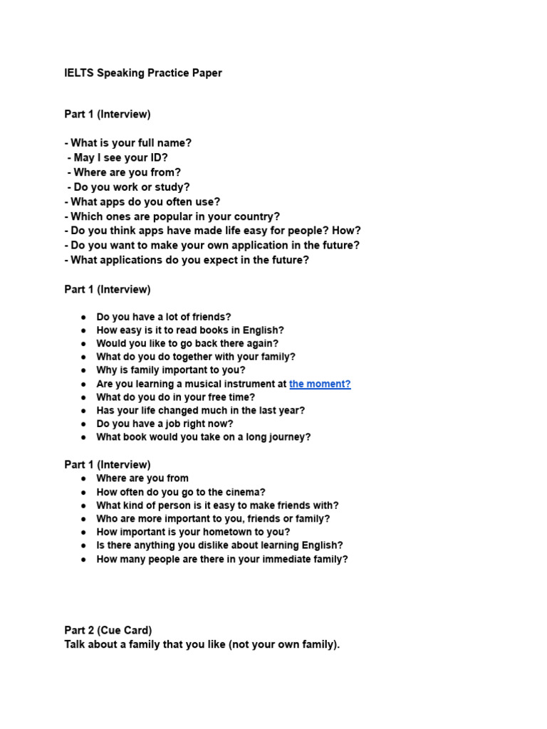 IELTS Speaking Practice Guide | PDF
