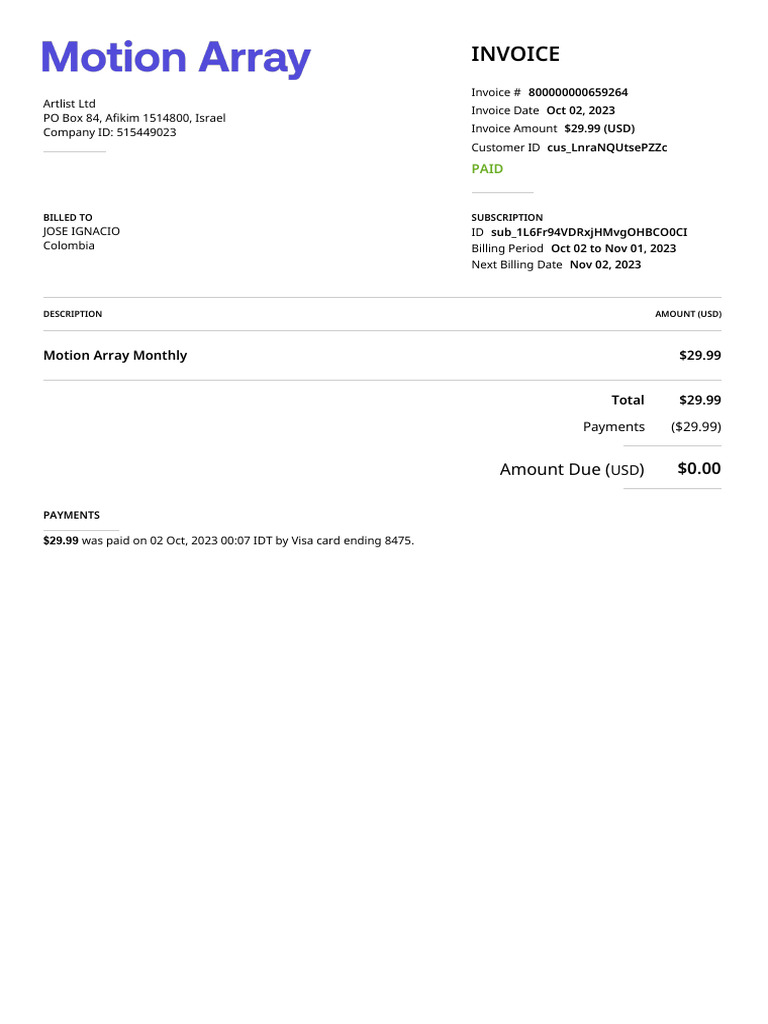 Motionarray Invoice 19AJxMTtp8tzU9VMw | PDF