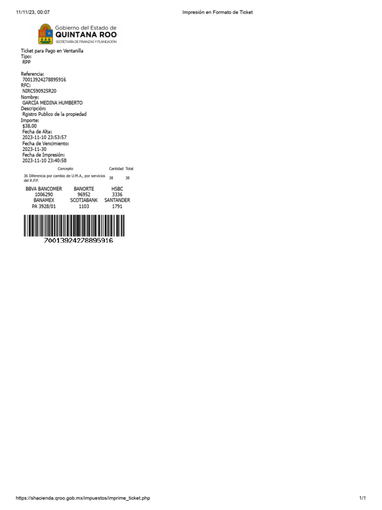 Impresión en Formato de Ticket | PDF