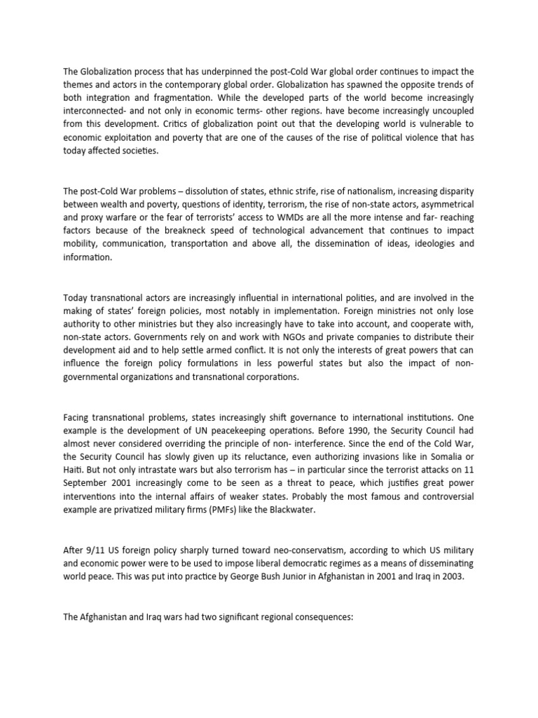 Impact of Globalization on Modern Conflicts | PDF | Globalization | Iraq