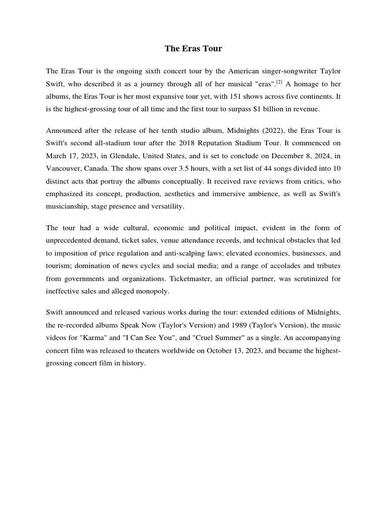 The Eras Tour-1 | PDF