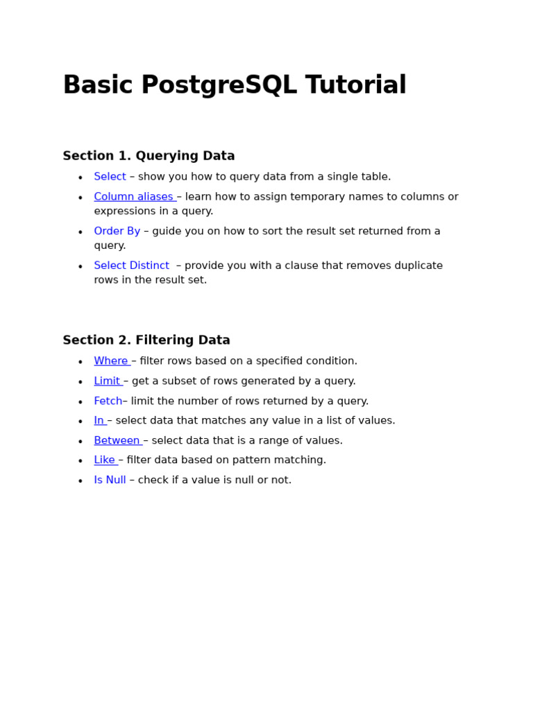 Basic PostgreSQL Tutorial | PDF | Computer Programming | Information Retrieval