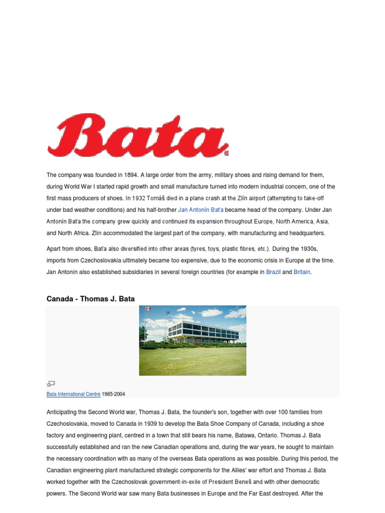 The History and Global Expansion of the Bata Shoe Company | PDF ...
