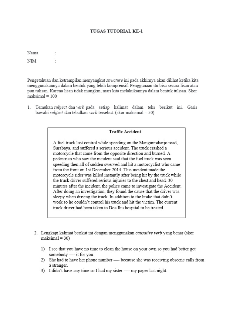 Tugas Tuton 1 PBIS4216 (Structure III) - 2 | PDF