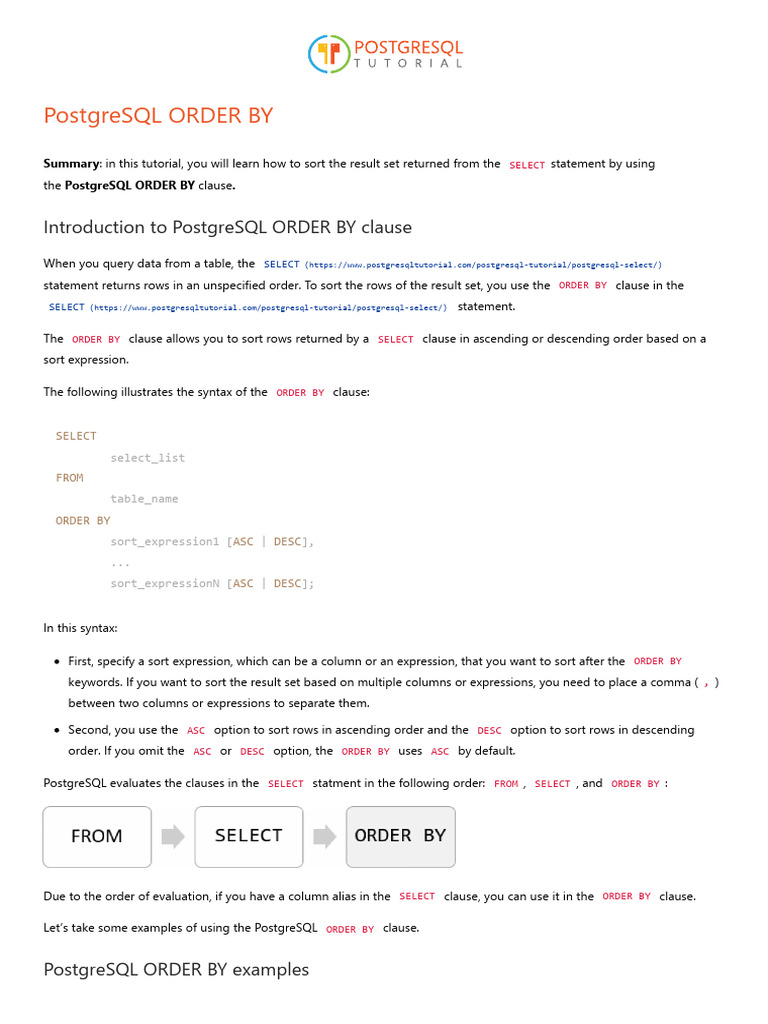 3-PostgreSQL ORDER BY | PDF
