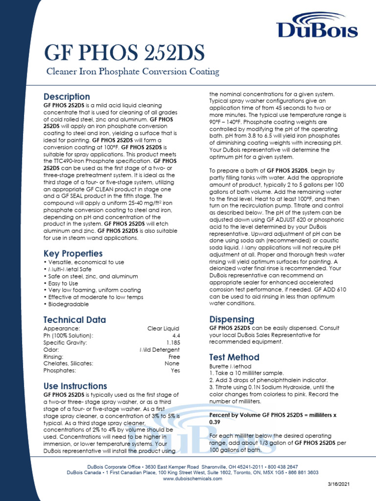 GF Phos 252DS | Download Free PDF | Iron | Water