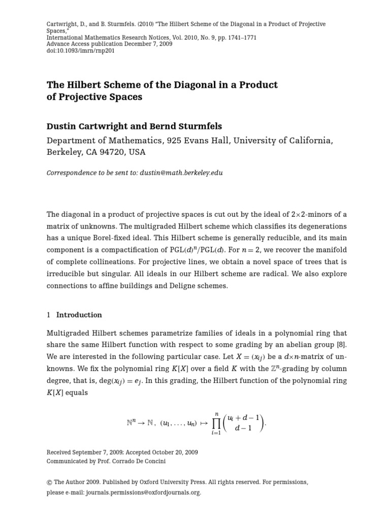 The Hilbert Scheme Of The Diagonal In A Product Of Projective Spaces