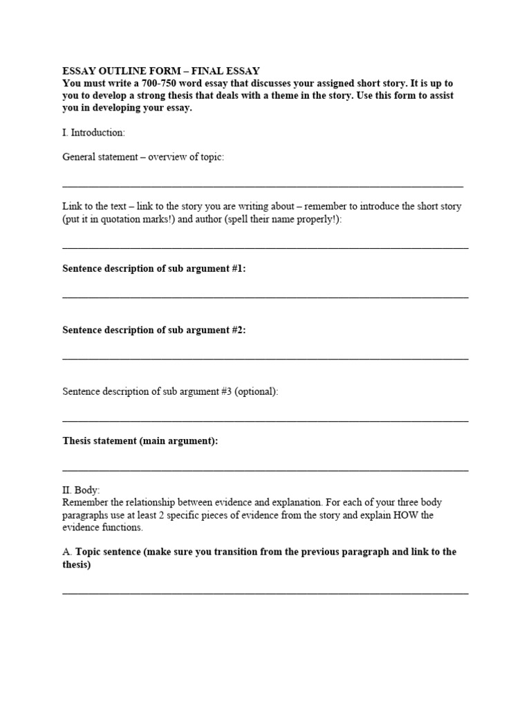 101 MB FINAL ESSAY OUTLINE FORM | PDF