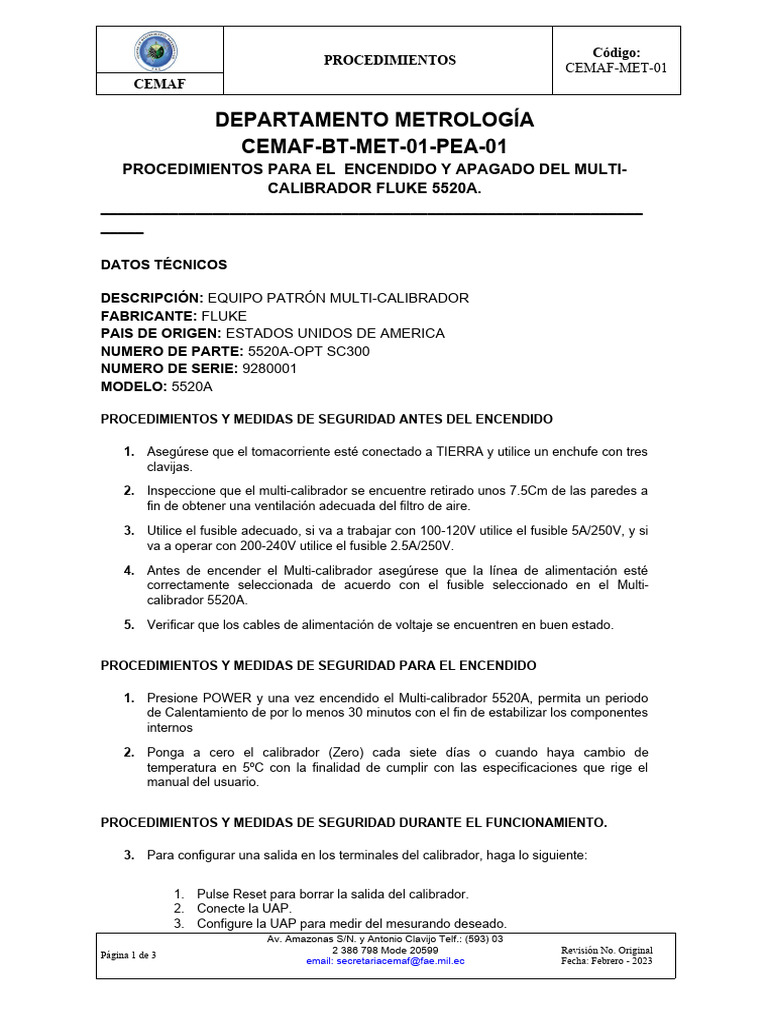 Procedimiento #Cemaf-Bt-Mta-01 para El Encendido y Apagado Del Multi ... Procedimiento #Cemaf-Bt-Mta-01 para El Encendido y Apagado Del Multi ...