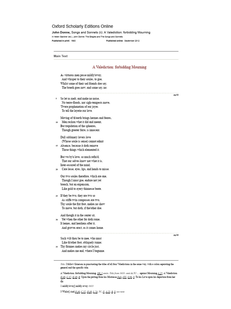 Donne Valediction Forbidding Mourning | PDF