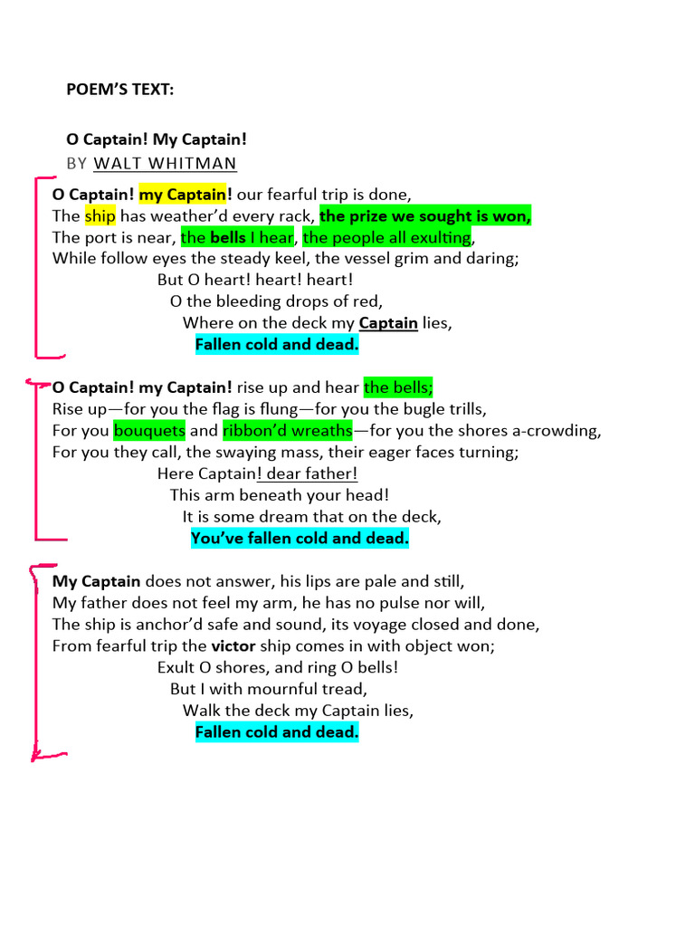 Oh Captain, My Captain | PDF | Poetry