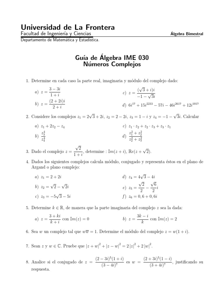 Ecuaciones en Números Complejos | PDF | Número complejo | Teoría de grupo
