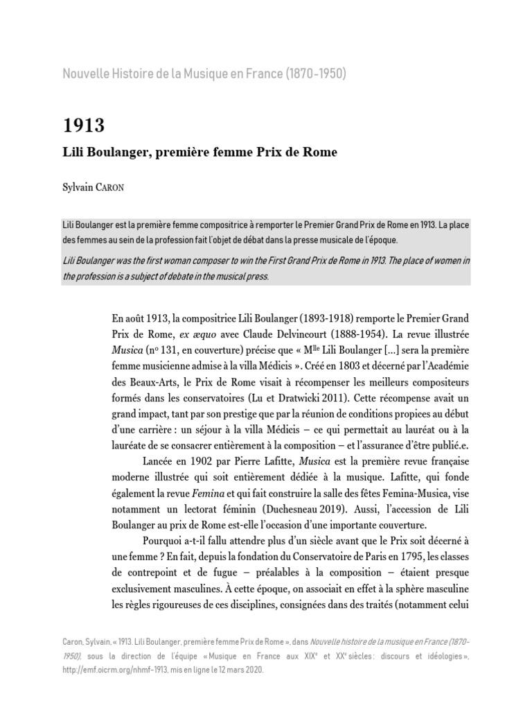 NHMF Lili Boulanger 1913 | PDF | Histoire | Classiques