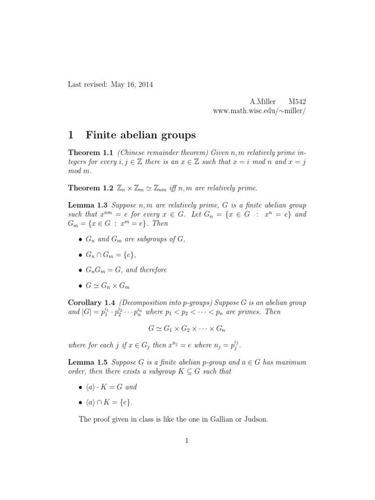 1 Finite Abelian Groups: N M NM | PDF | Field (Mathematics) | Mathematical Objects