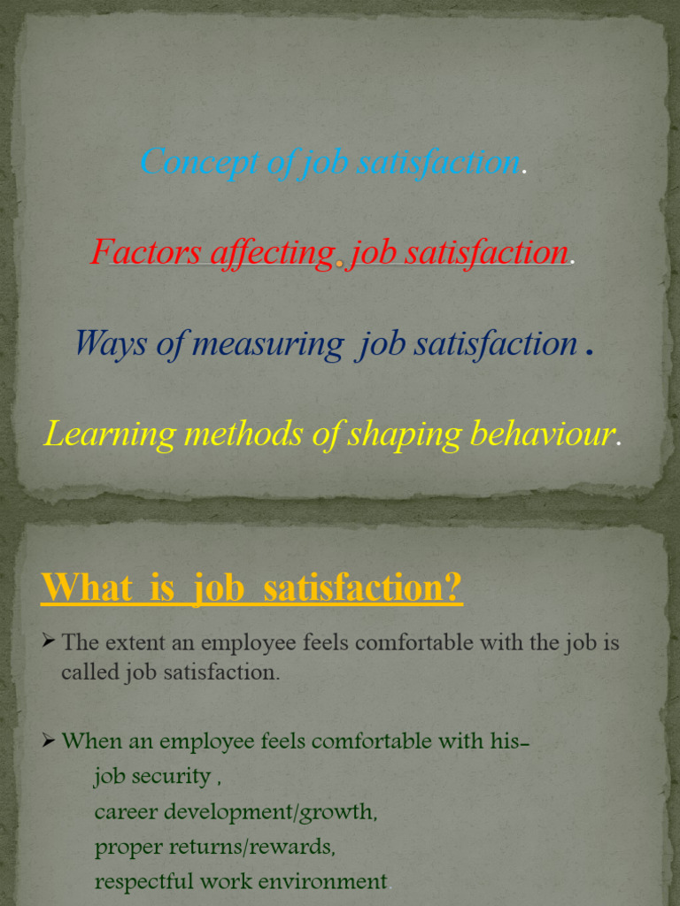 Concept of Job Satisfaction | PDF