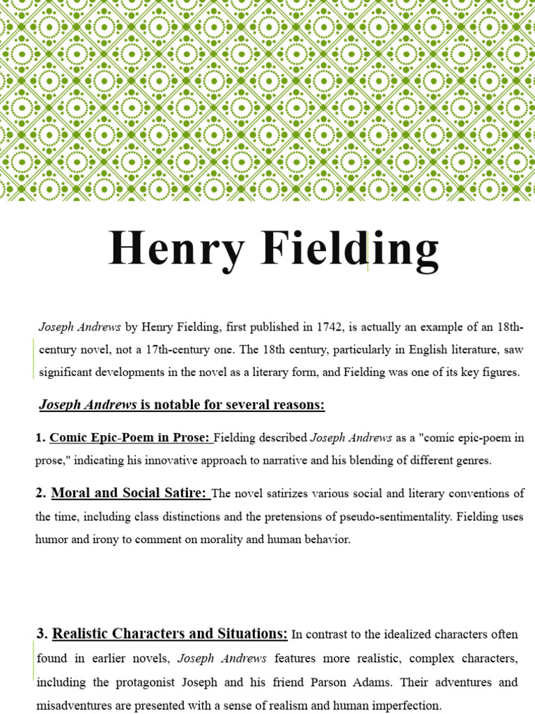 Week 9 - Lecture 9 | PDF | Novels | Henry Fielding