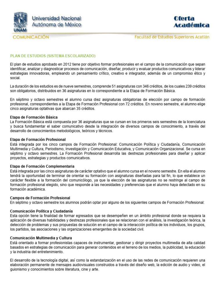 Comunicacion Fesacatlan Plandeestudios17 | PDF