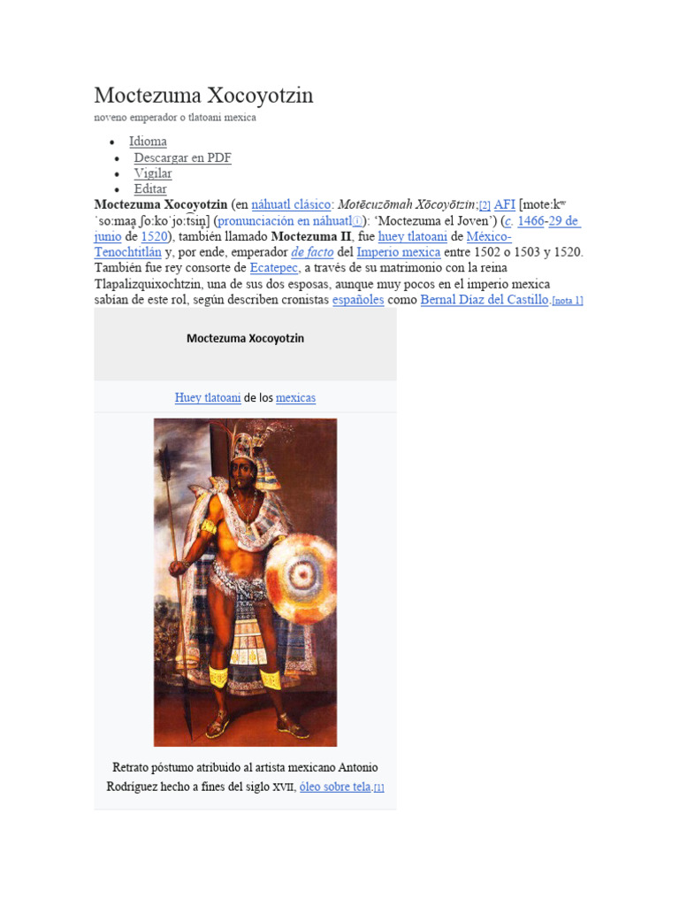 Moctezuma II: Ascenso y Caída | PDF | Hernán Cortés | azteca