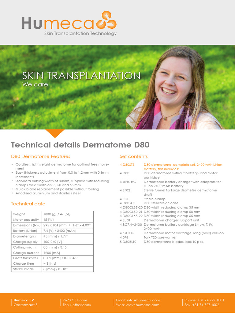 Hoja Tecnica y Accesorios Dermatomo | Download Free PDF | Manufactured ...