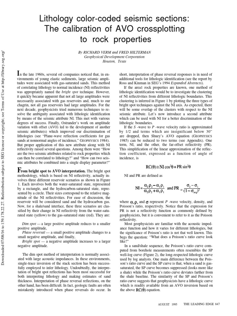 Lithology Color-Coded Seismic Sections | PDF | Geophysics | Phase (Waves)