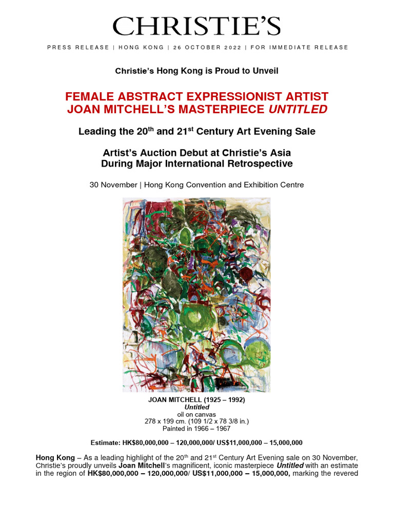 Press Release - Christie's Hong Kong Is Proud To Unveil Untitled by ...