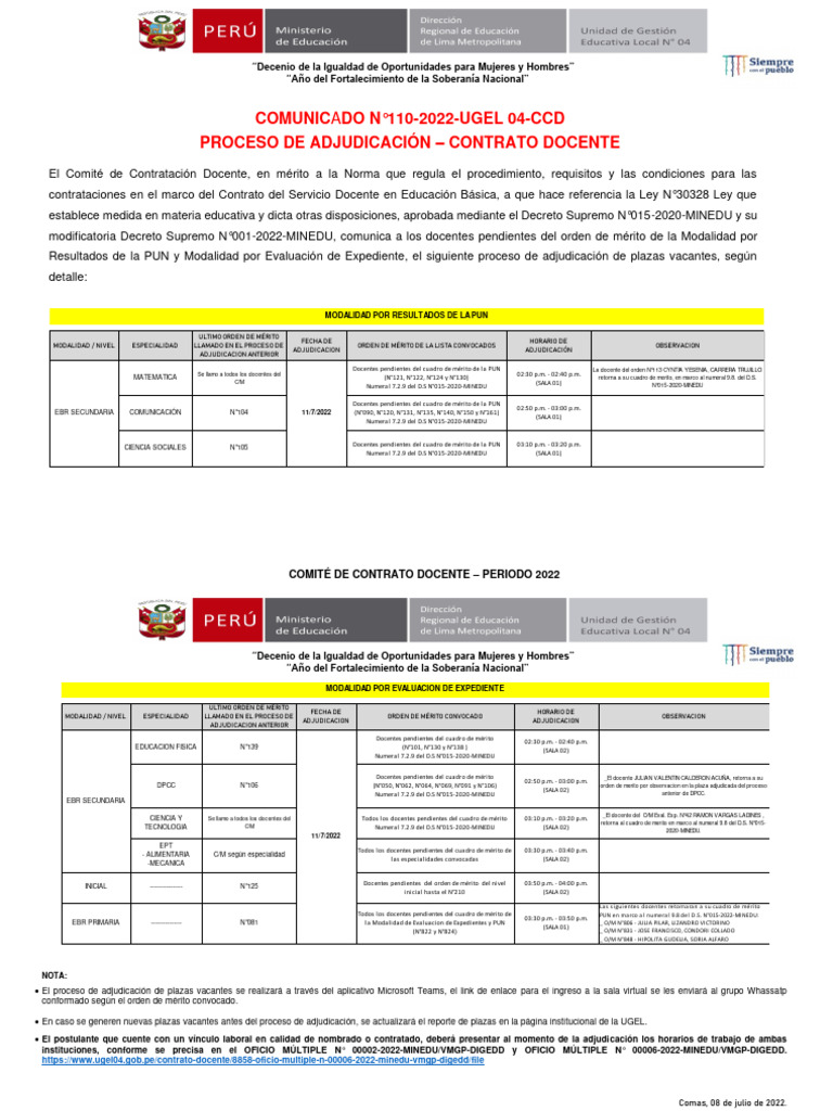 Comunicado 110 2022 CCD | PDF