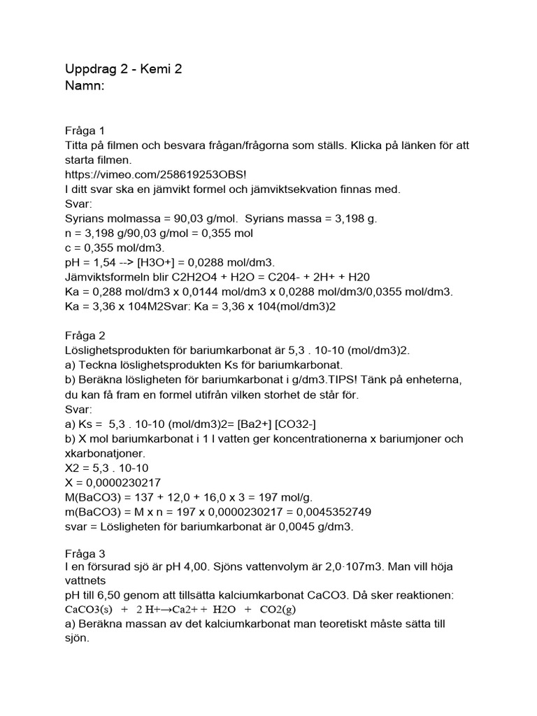Uppdrag 2 - Kemi 2 | PDF