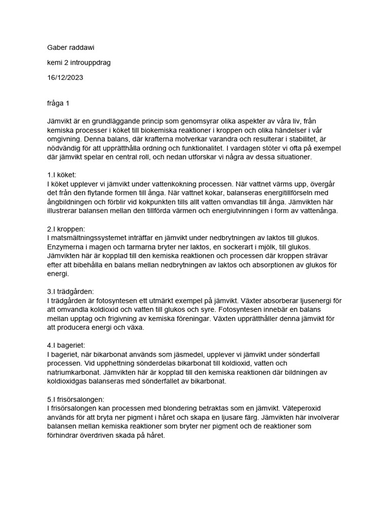 Kemi 2 Introuppdrag | PDF