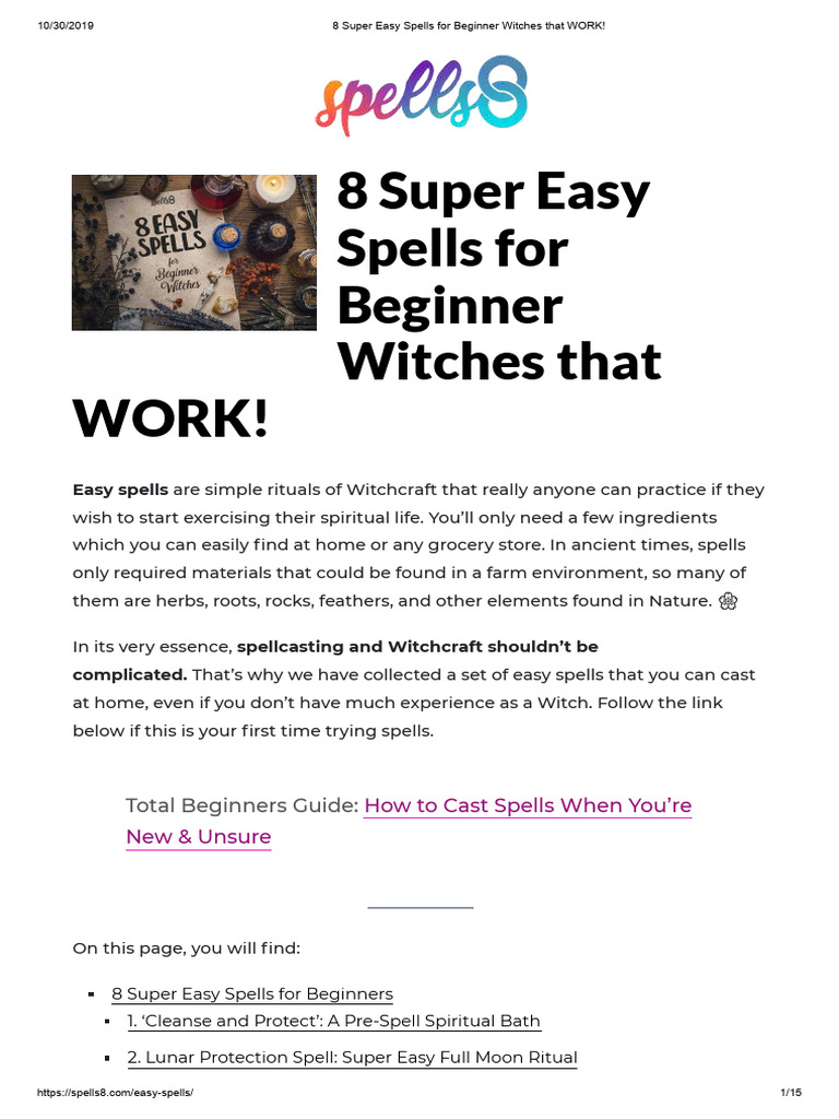 8 Super Easy Spells For Beginner Witches | PDF