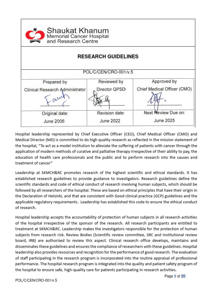 Research Guidelines 2022 | PDF | Institutional Review Board | Clinical Trial