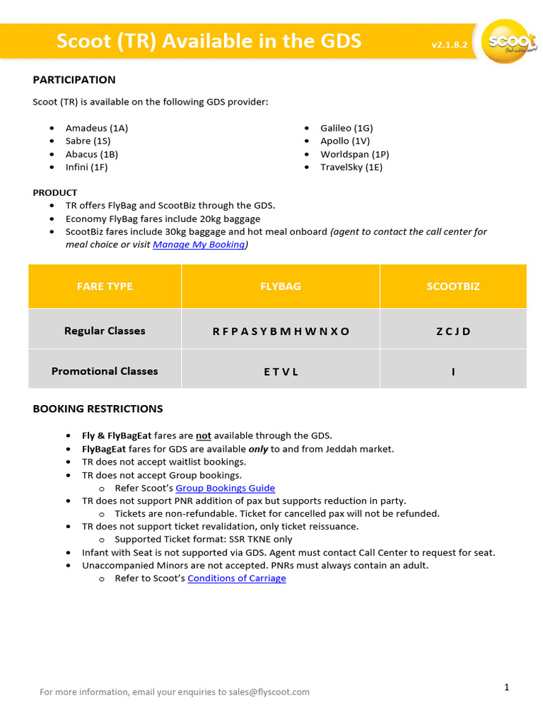 Scoot Gds Guide | PDF | Fee | Credit Card