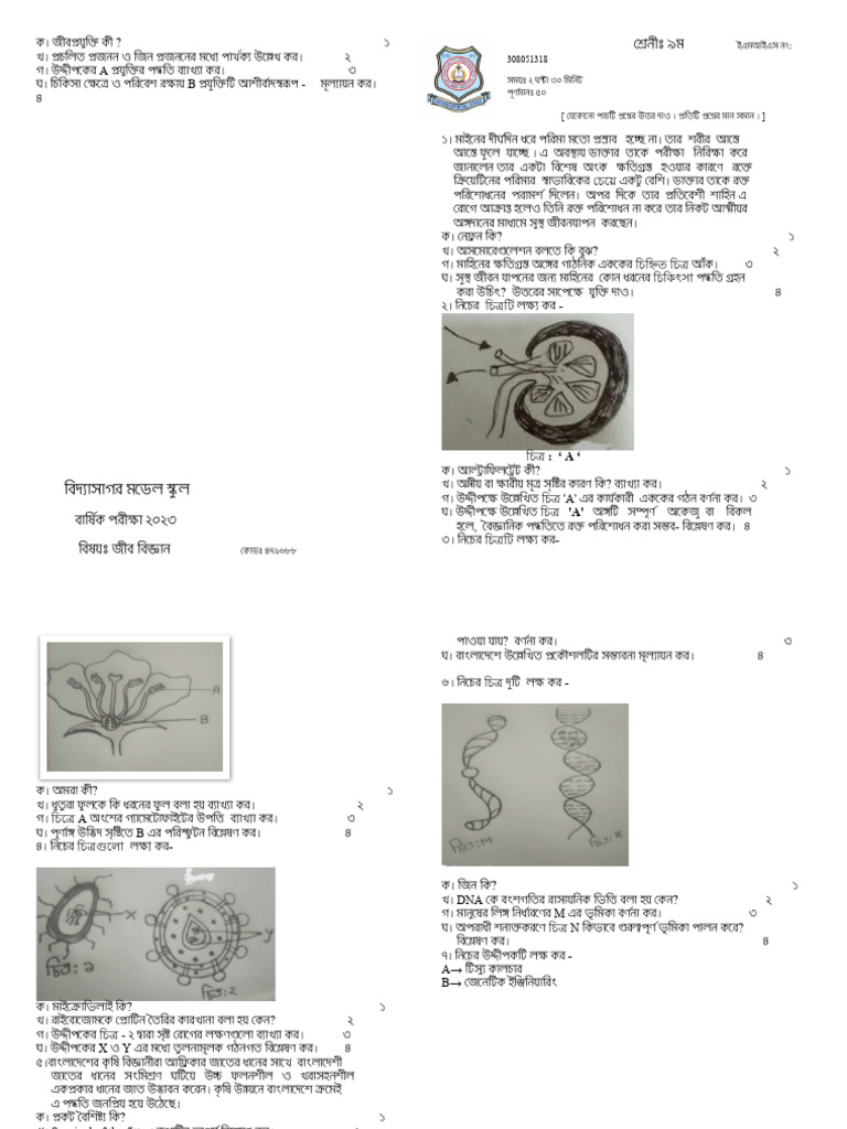Biology Class Nine CQ Done | PDF