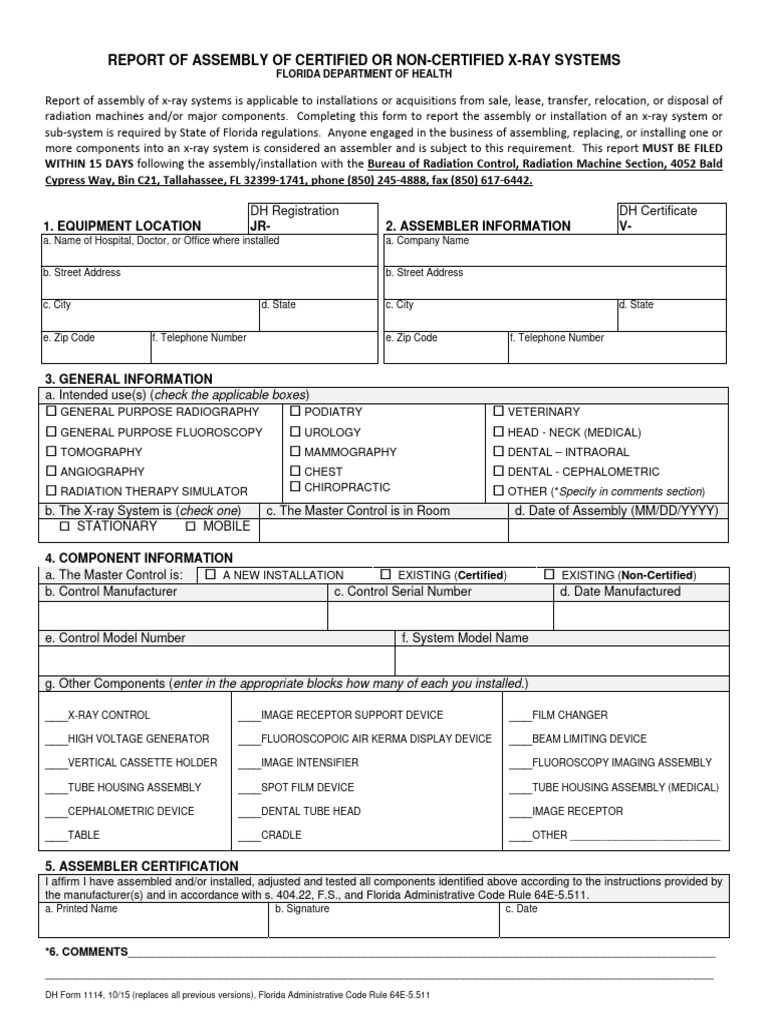 DH Form 1114 R 10 27 2015 | PDF | Radiography | Radiology