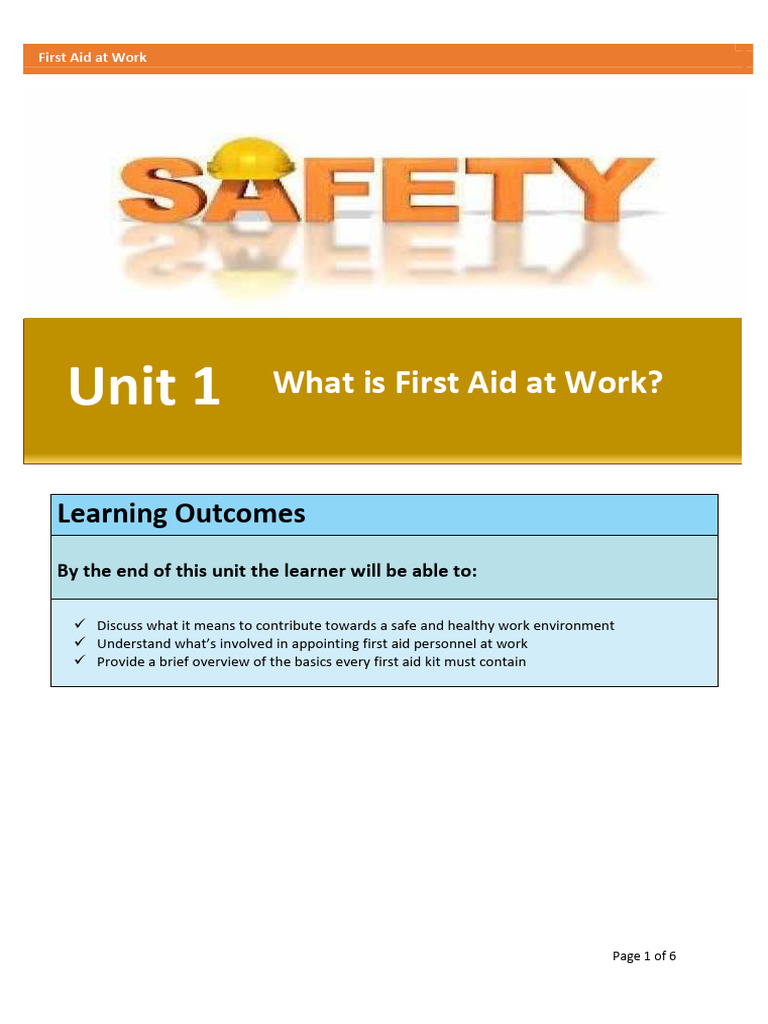 1678202897unit 1 First Aid 2 | PDF | First Aid | Occupational Safety ...