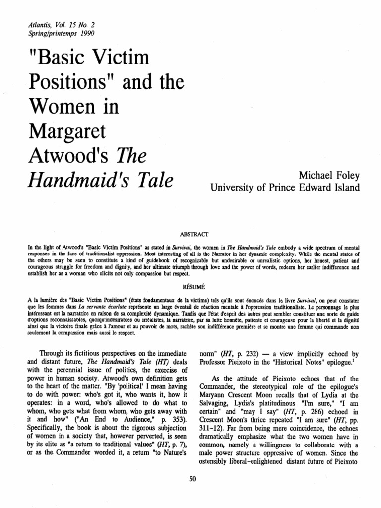 Atwood's Women: Victim Positions in Gilead | PDF | Anger